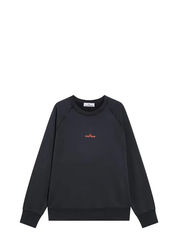 Stone Island Cotton Sweatshirt With Logo Prints - Blue