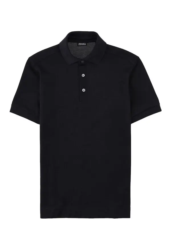 Zegna Polo In Cotone E Seta - Blue