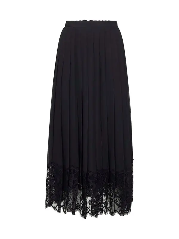Dolce & Gabbana Chiffon And Lace Pleated Midi Skirt - Multicolor
