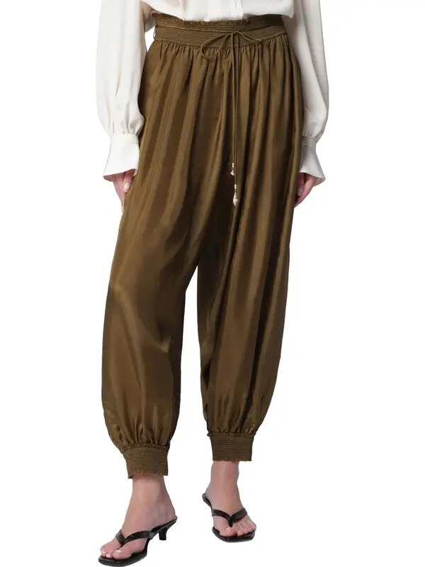 Zimmermann Silk Habotai Harem Pants - Green