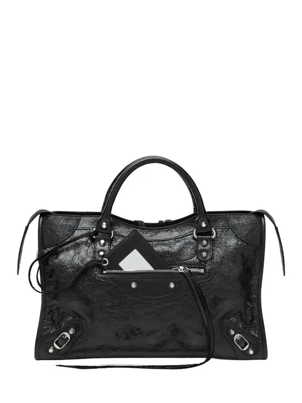 Balenciaga Le City Medium Bag In Arena Lambskin Leather - Black