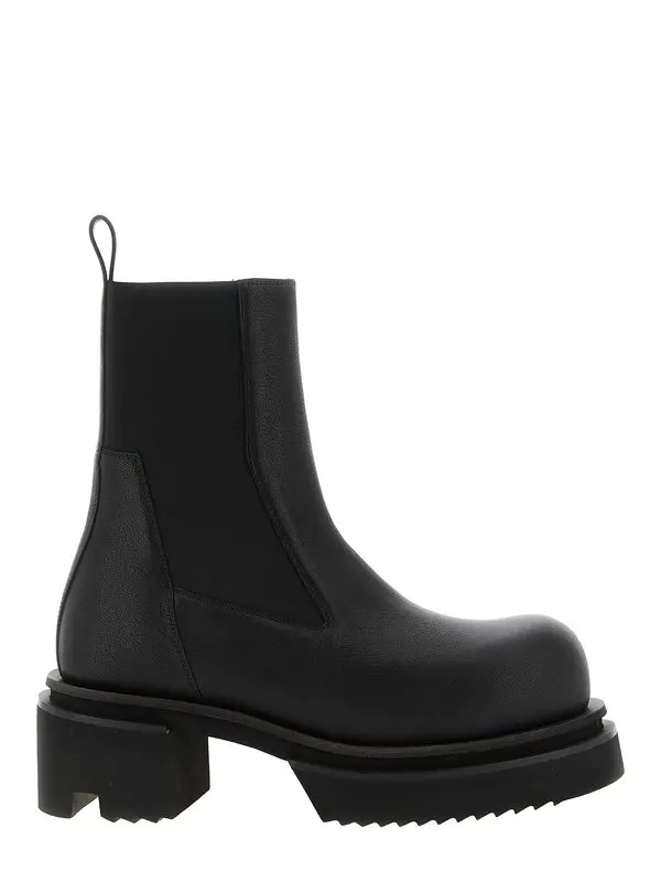 Rick Owens Beatle Bogun Hammered Leather Ankle Boots - Black