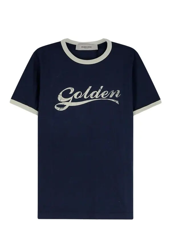 GOLDEN GOOSE Cotton T-shirt With Printed Logo On The Front - Multicolor