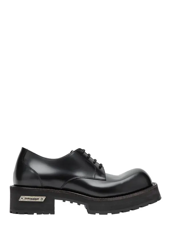 Balenciaga Calfskin Leather Derby Shoes - Black