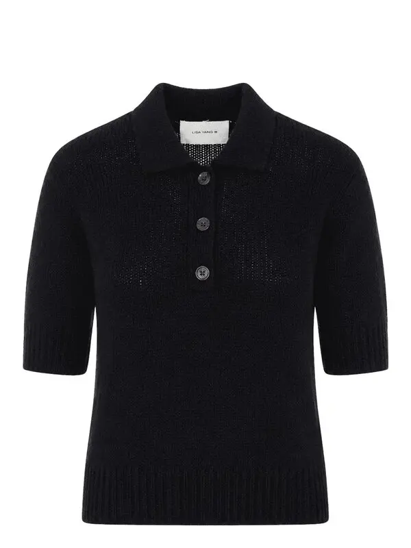 LISA YANG Masy Knitted Polo - Black