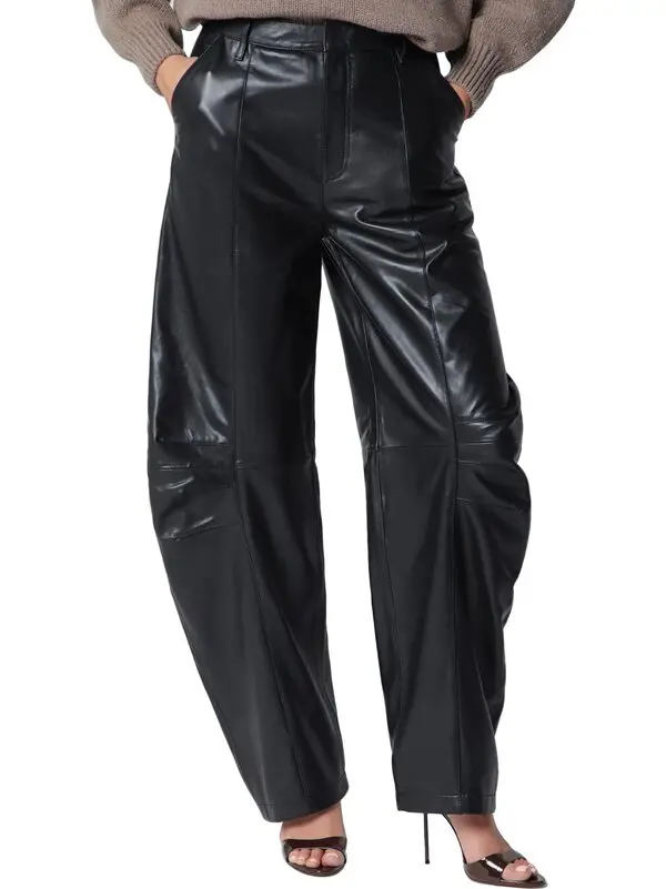 ROTATE BY BIRGER CHRISTENSEN Lamb Leather Cargo Trousers - Black