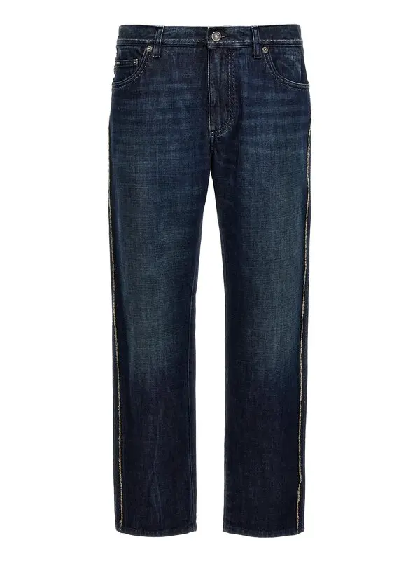 Dolce & Gabbana Fringed Stitching Jeans - Blue