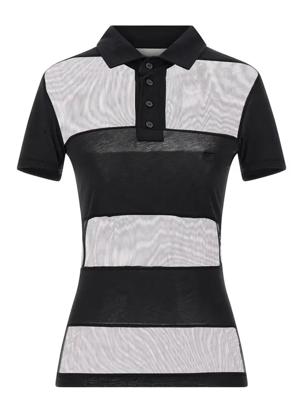 Coperni Sheer Striped Polo Shirt - Black