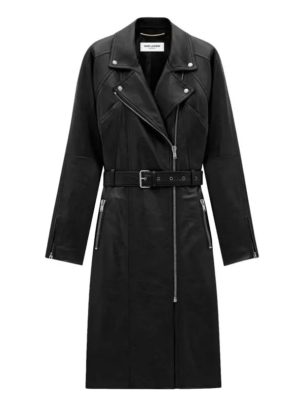 Saint Laurent Leather Coat - Multicolor