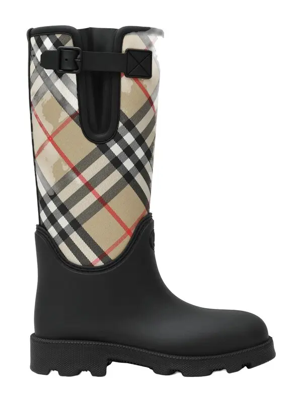 Burberry Tall Marsh Stamp Rubber Boots - Black