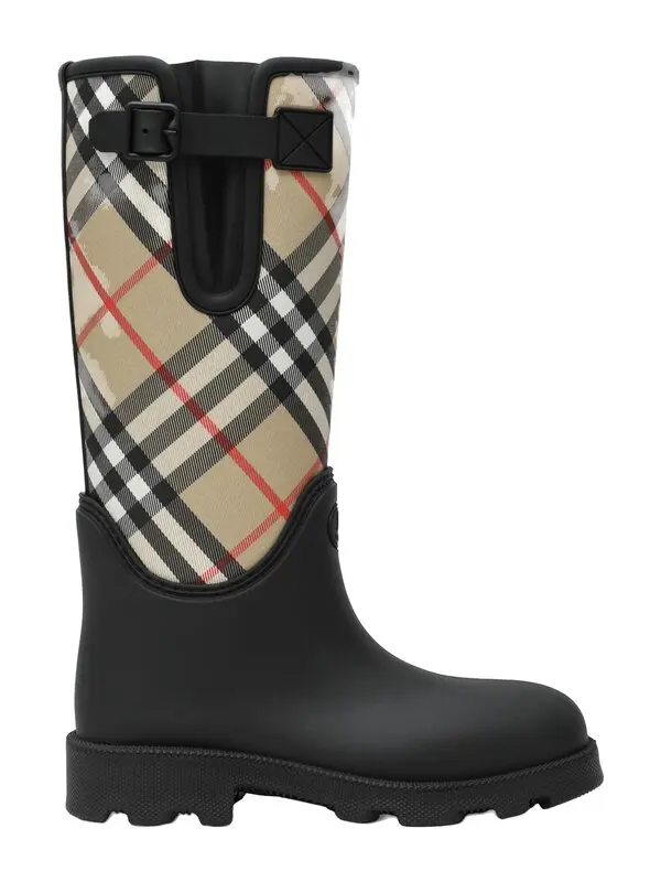 Burberry Tall Marsh Stamp Rubber Boots - Black