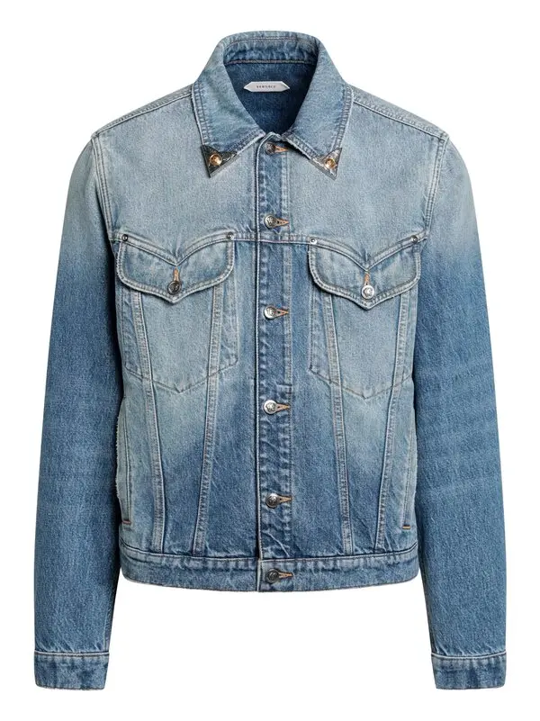 Versace Cotton Stonewashed Denim Jacket - Blue