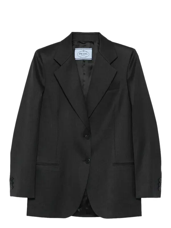 Prada Notched-lapels Wool Blazer - Gray