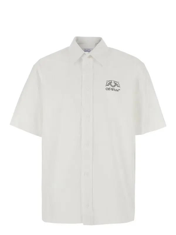 Off-White Shirt With Long Sleeves And Collar In For - Multicolor