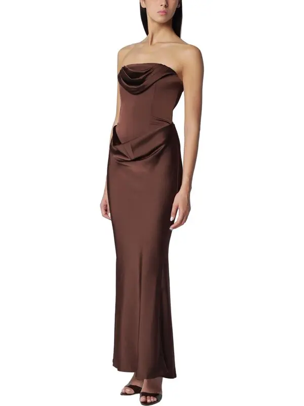 ROTATE BY BIRGER CHRISTENSEN Strapless Bodice Maxi Dress - Brown