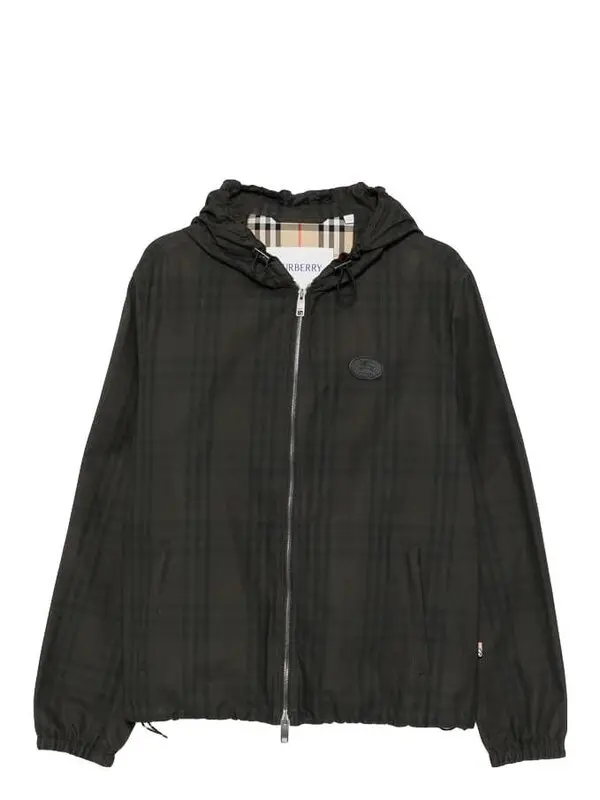 Burberry Check Pattern Hooded Jacket - Brown