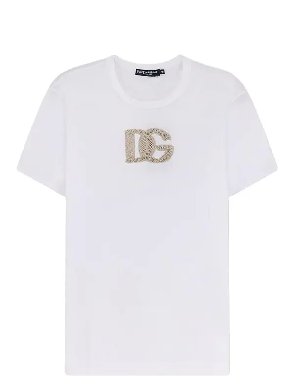 Dolce & Gabbana Cotton T-shirt With Patch Logo On The Front - Multicolor