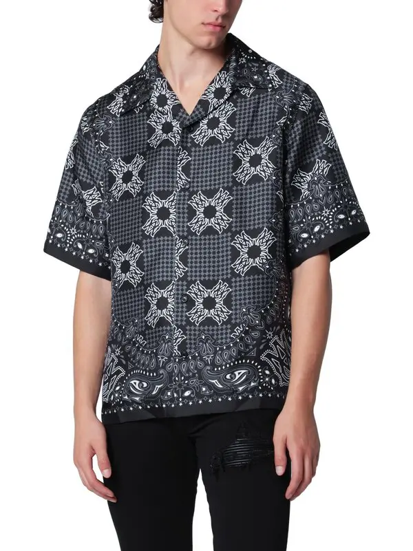 Amiri Ma Check Camp Checked Silk Camp Shirt - Black
