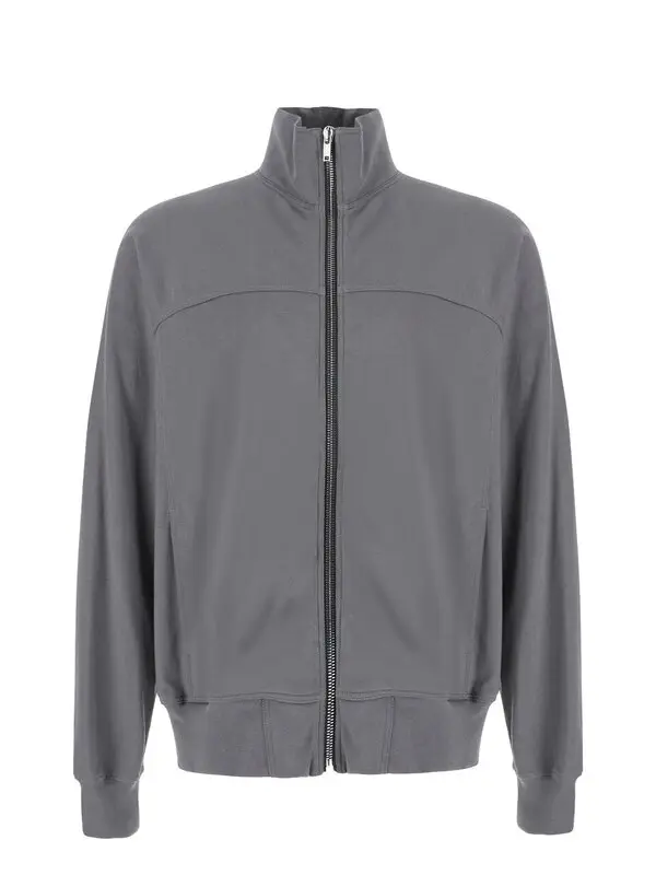 Rick Owens Grey Zip-up Sweatshirt With High Neck In Cotton For - Multicolor