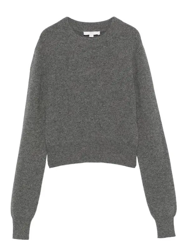 Malo Ribbed Knit Cropped Jumper - Gray