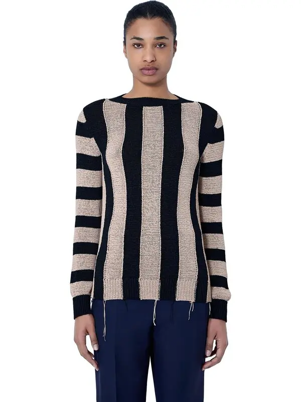 Dries Van Noten Striped Knit Sweater - Black