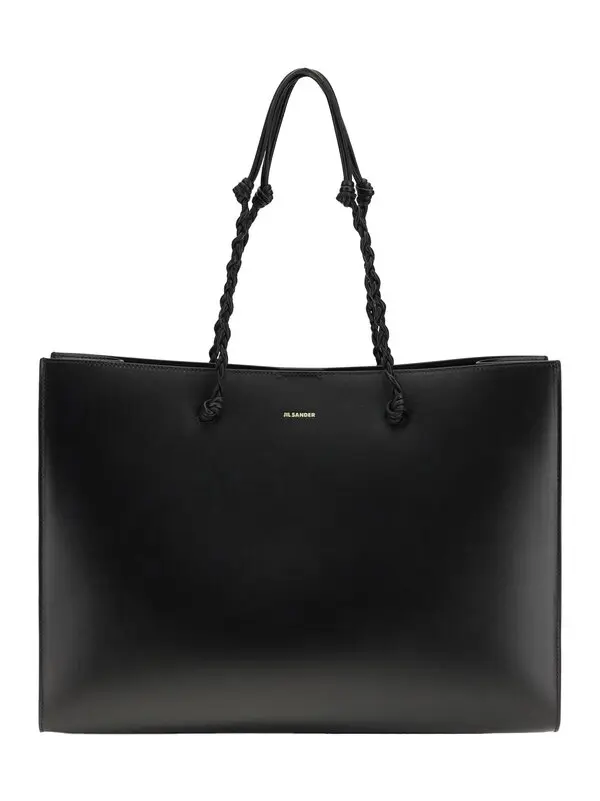 JIL SANDER Leather Tangle Tote Bag - Black