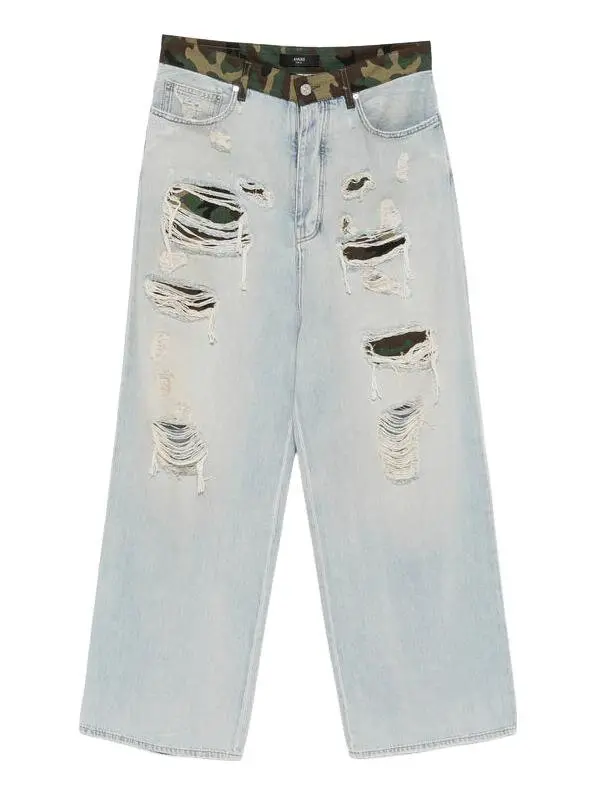 Amiri Wide-leg Distressed Jeans - Blue