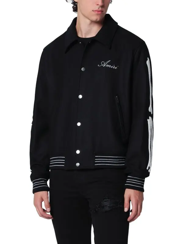 Amiri Wool Blend Jacket With Logo - Black