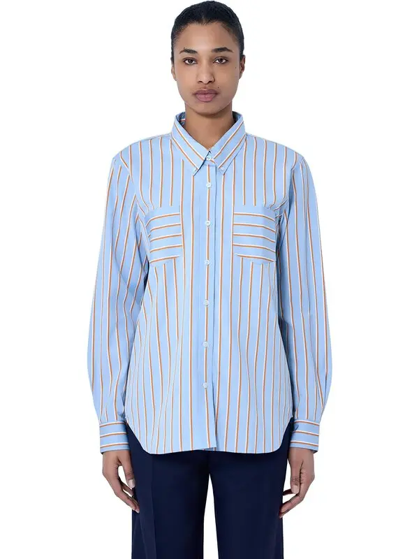 Dries Van Noten Striped Cotton Poplin Shirt - Blue