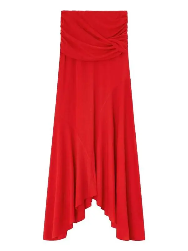 GANNI Asymmetric Draped Skirt - Red