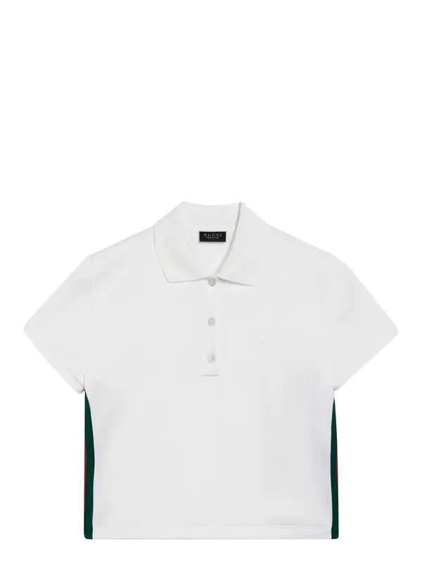 Gucci Ribbed Cotton Jersey Polo - White