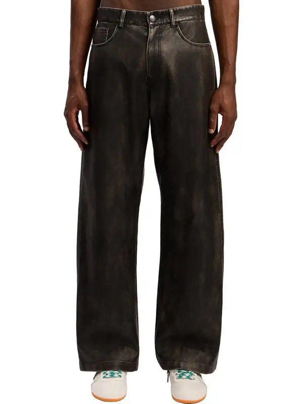 Palm Angels Curved Logo Coated Pants - Gray