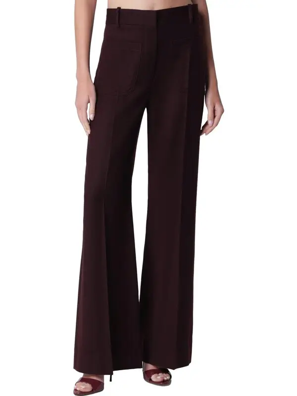 Victoria Beckham Virgin Wool Flannel Trousers - Brown