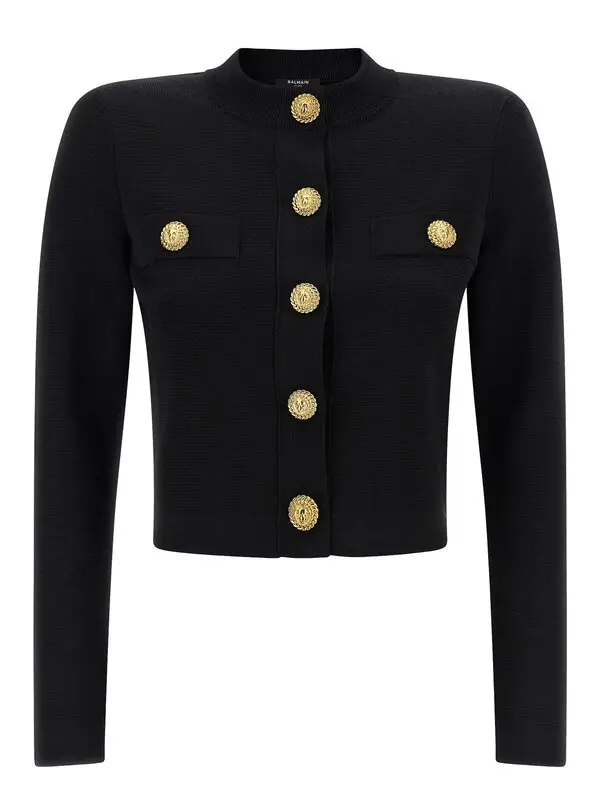 Balmain Cropped Cardigan - Black