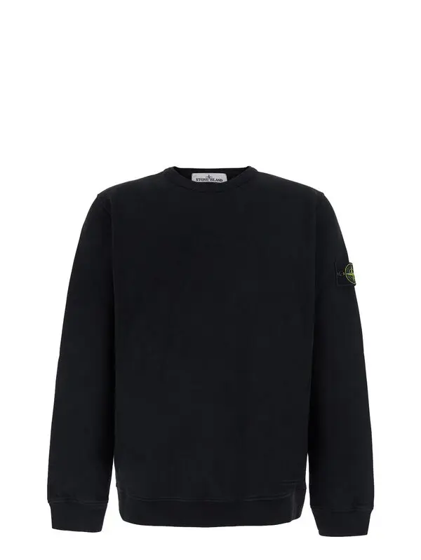 Stone Island High-neck Sweatshirt With Long Sleeves In Organic Cotton For - Black