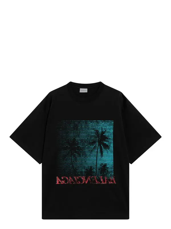 Balenciaga Holiday Graphic Print Cotton T-shirt - Black