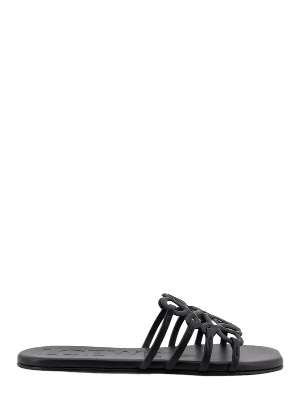 Loewe Anagram Petal Leather Sandals - Black
