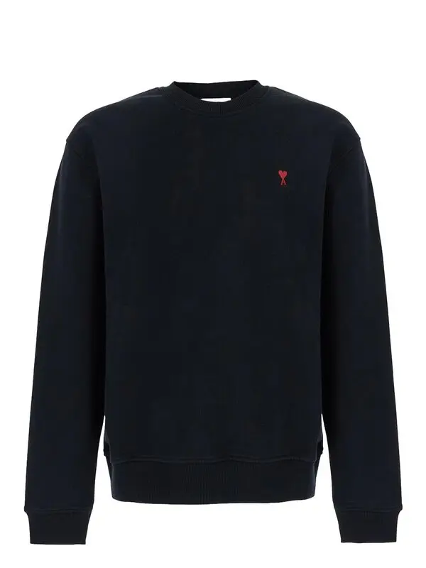 AMI Paris Sweatshirt With De Coeur Logo And Long Sleeves In Cotton - Black