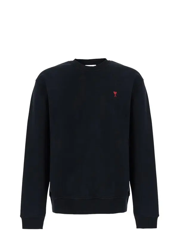 AMI Paris Sweatshirt With De Coeur Logo - Black