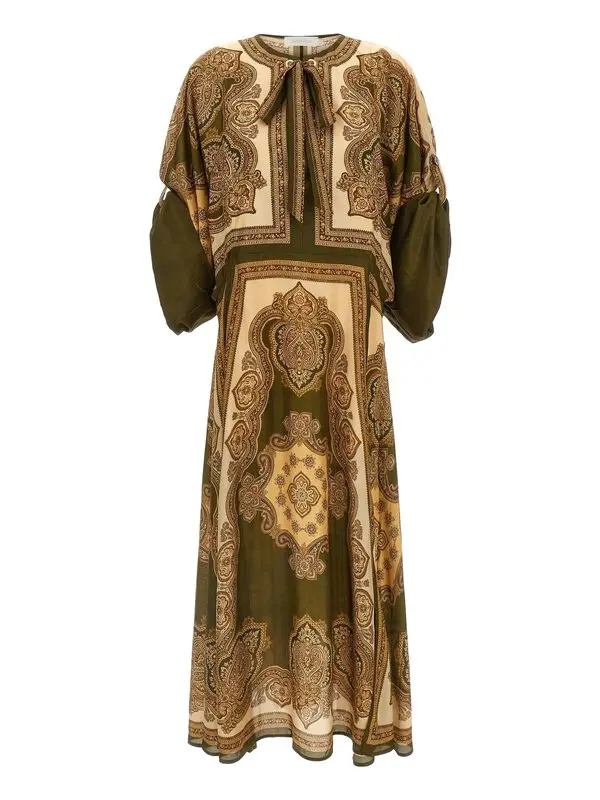 Zimmermann Mahon Paisley-print Silk Midi Dress - Green