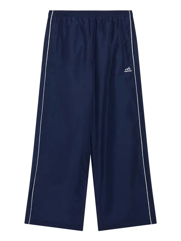Balenciaga Bodies Track Pants In Dark Navy Poplin - Blue