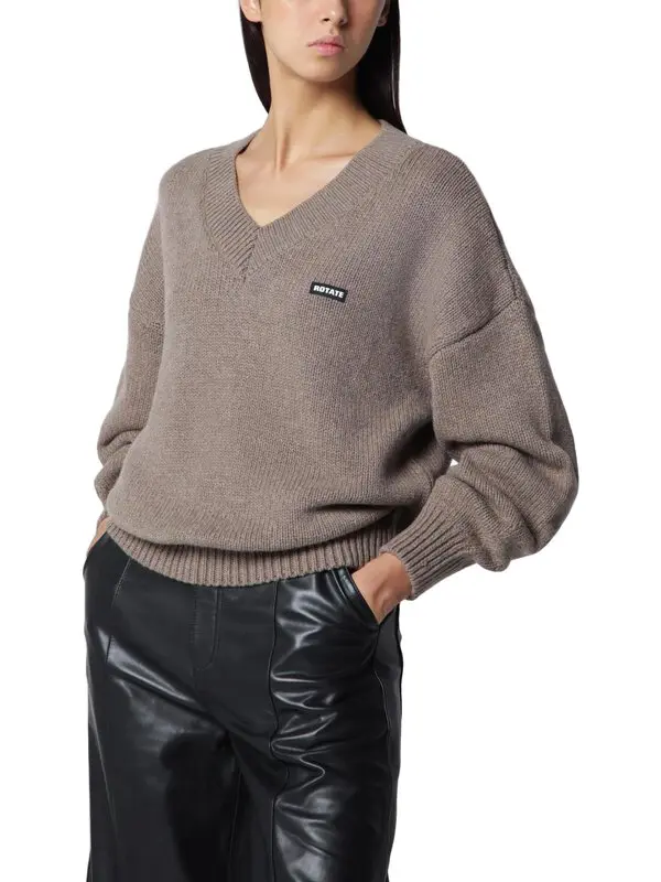 ROTATE BY BIRGER CHRISTENSEN Wool And Cashmere V-neck Sweater - Gray