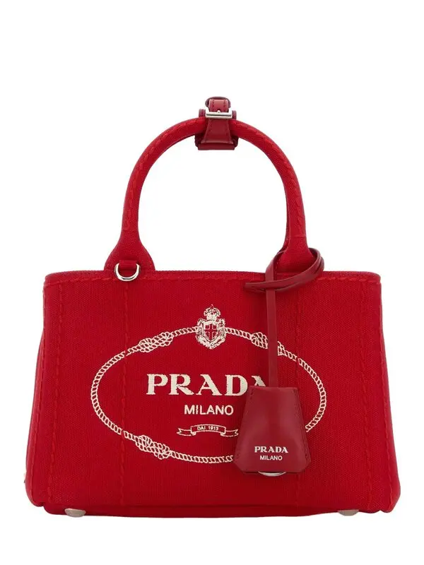 Prada Canvas Mini Jardiniã¨re Handbag - Red