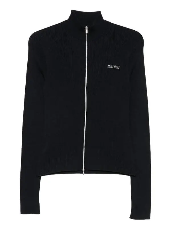 Miu Miu Ribbed Knit Cardigan - Blue