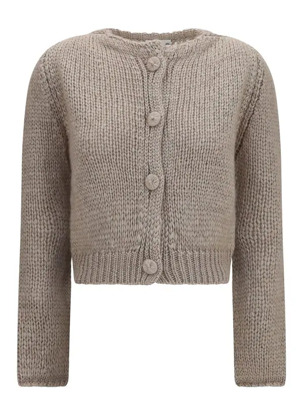 FORTE_FORTE Chunky Knit Buttoned Cardigan - Cream