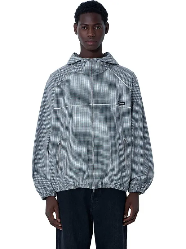 Miu Miu Check Hooded Jacket - Gray