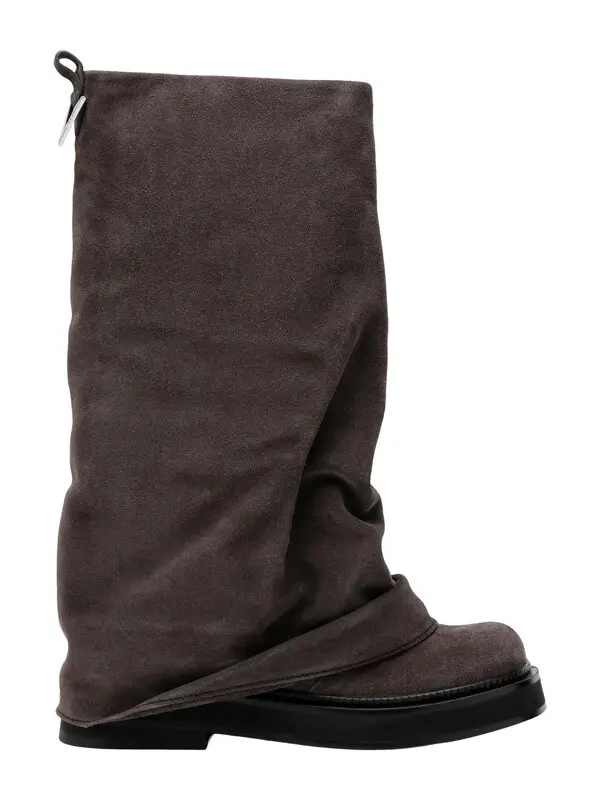 Attico Robin Suede Combat Boots - Gray