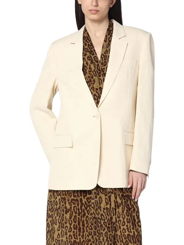 Stella McCartney Single-breasted Jacket In Butter Colour - White
