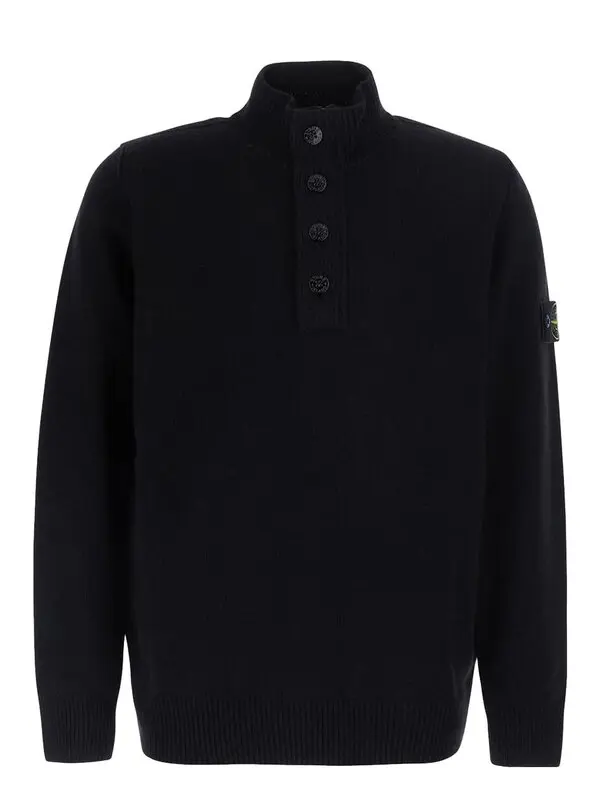 Stone Island High-neck Wool Sweater - Black