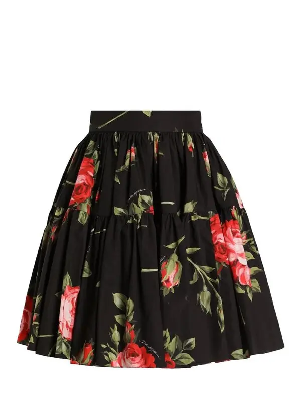 Dolce & Gabbana Miniskirt With Bouquet Print - Black